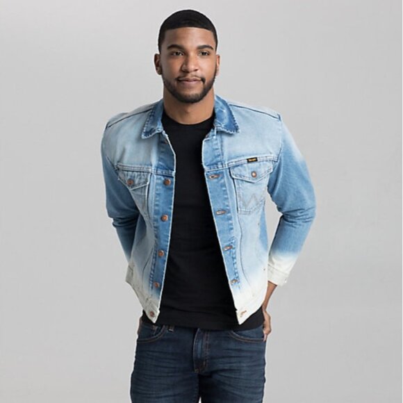Wrangler | Jackets & Coats | Wrangler Mens Denim Dip Dye Trucker Jacket ...